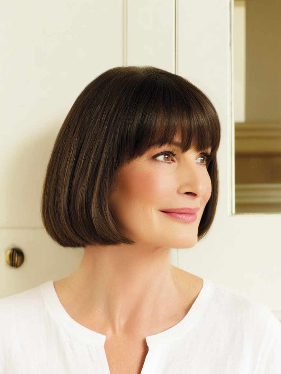 25 Flattering Layered Bob with Bangs for Women Over 50 with a Modern Look