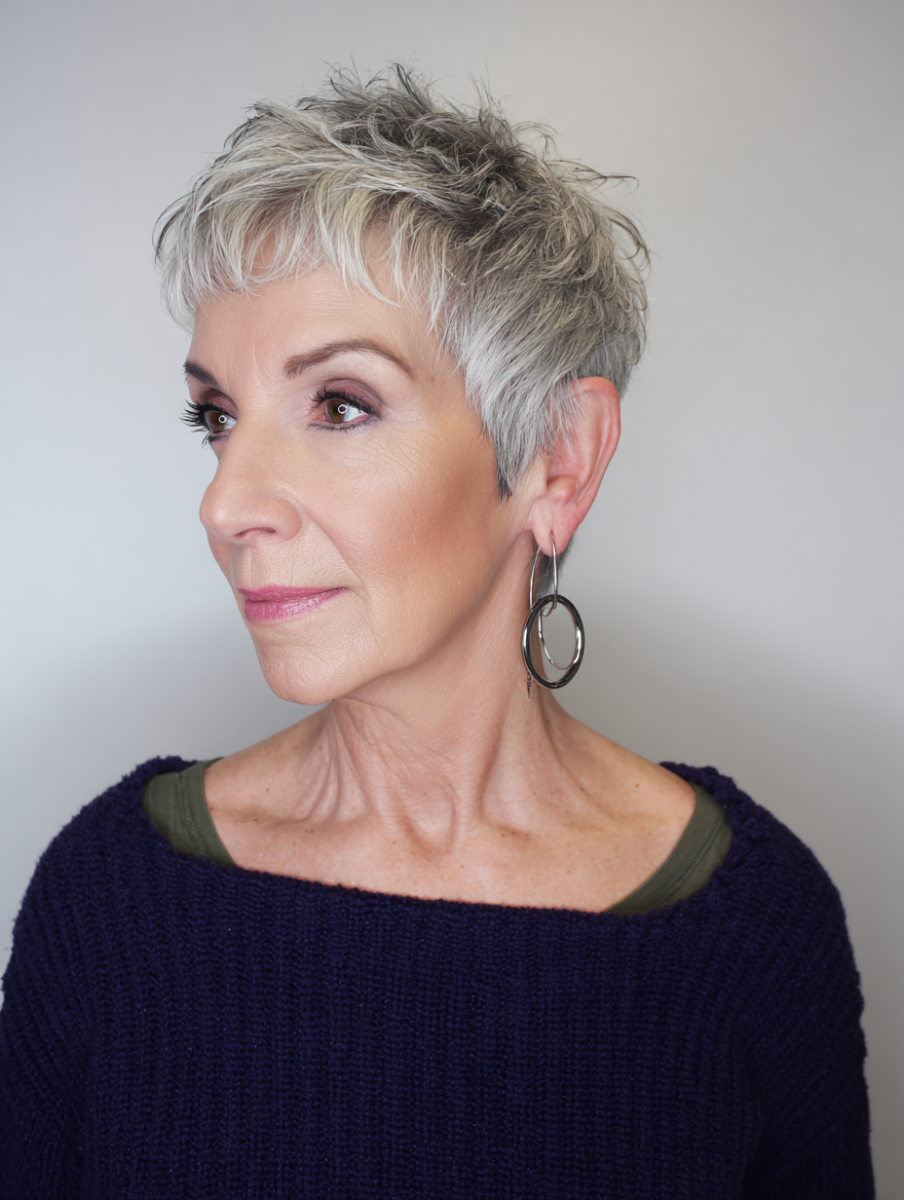 22 Bold Edgy Choppy Pixie Haircuts for Women Over 50