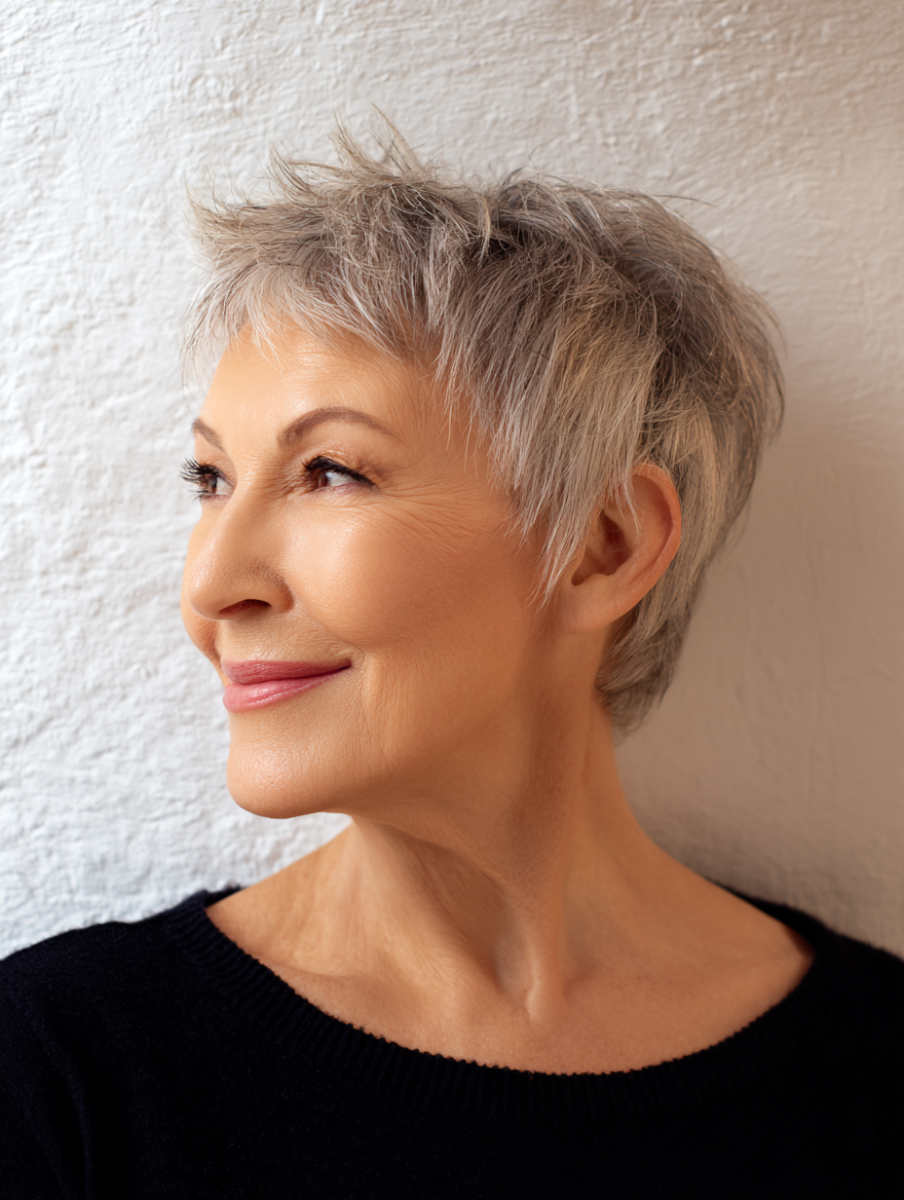 22 Bold Edgy Choppy Pixie Haircuts for Women Over 50