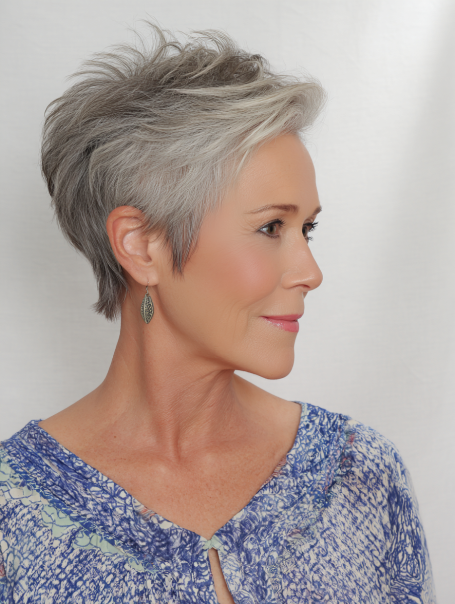 22 Bold Edgy Choppy Pixie Haircuts for Women Over 50