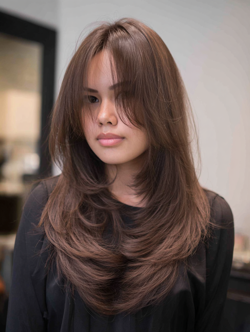 25 Long Hairstyles for Round Faces That Create a Slimmer Look