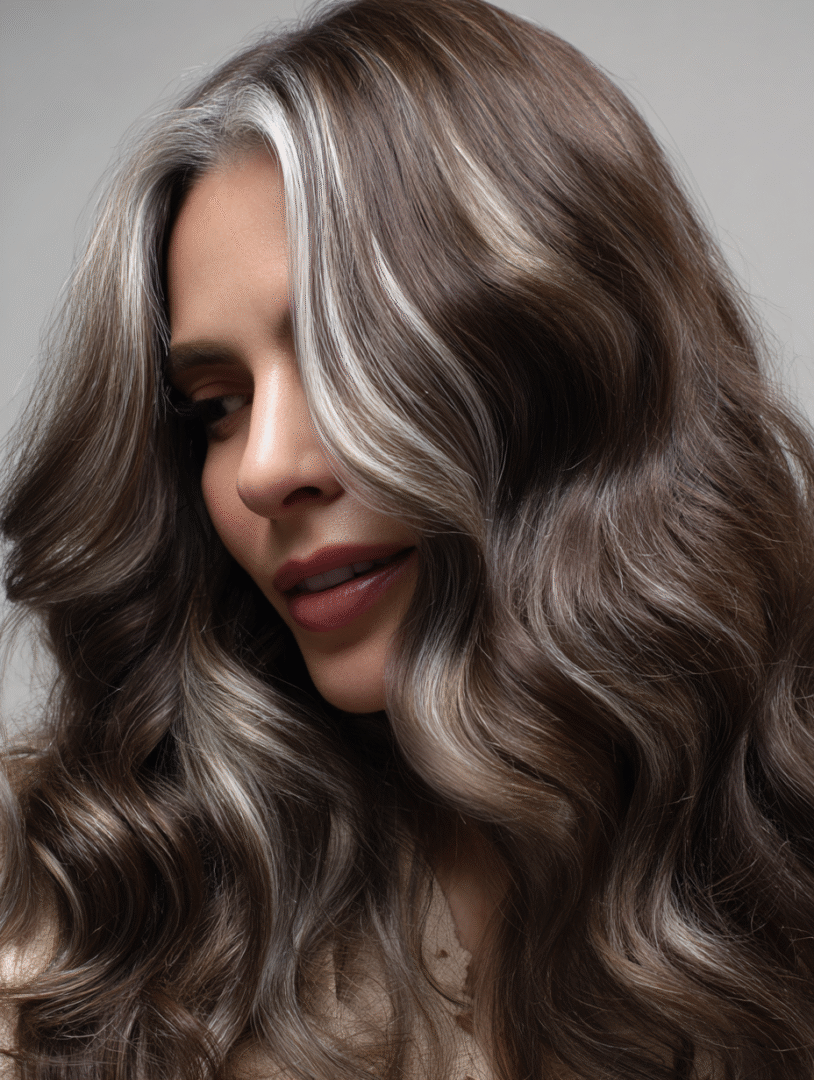 27 Beautiful Brown Hair with Silver Highlights for a Soft Dimensional Glow