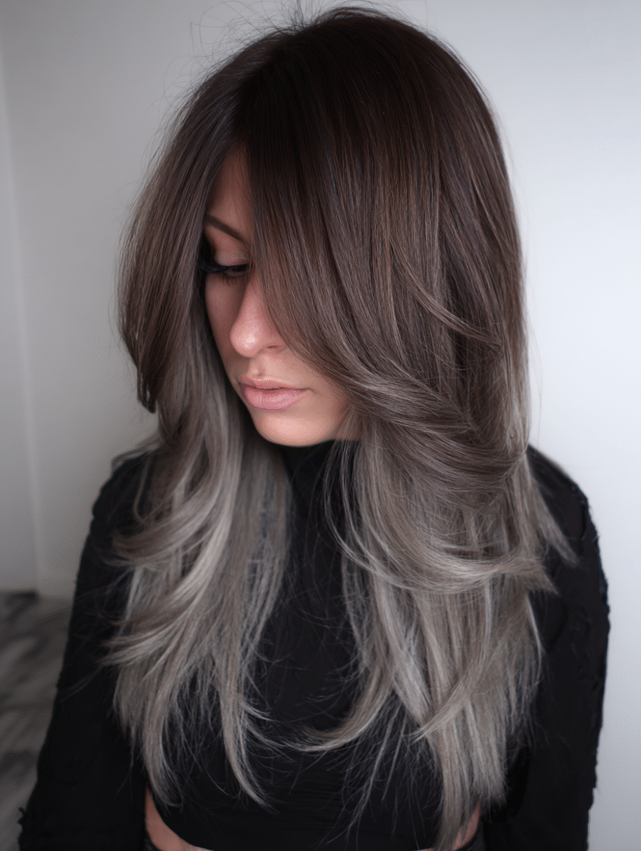 27 Beautiful Brown Hair with Silver Highlights for a Soft Dimensional Glow