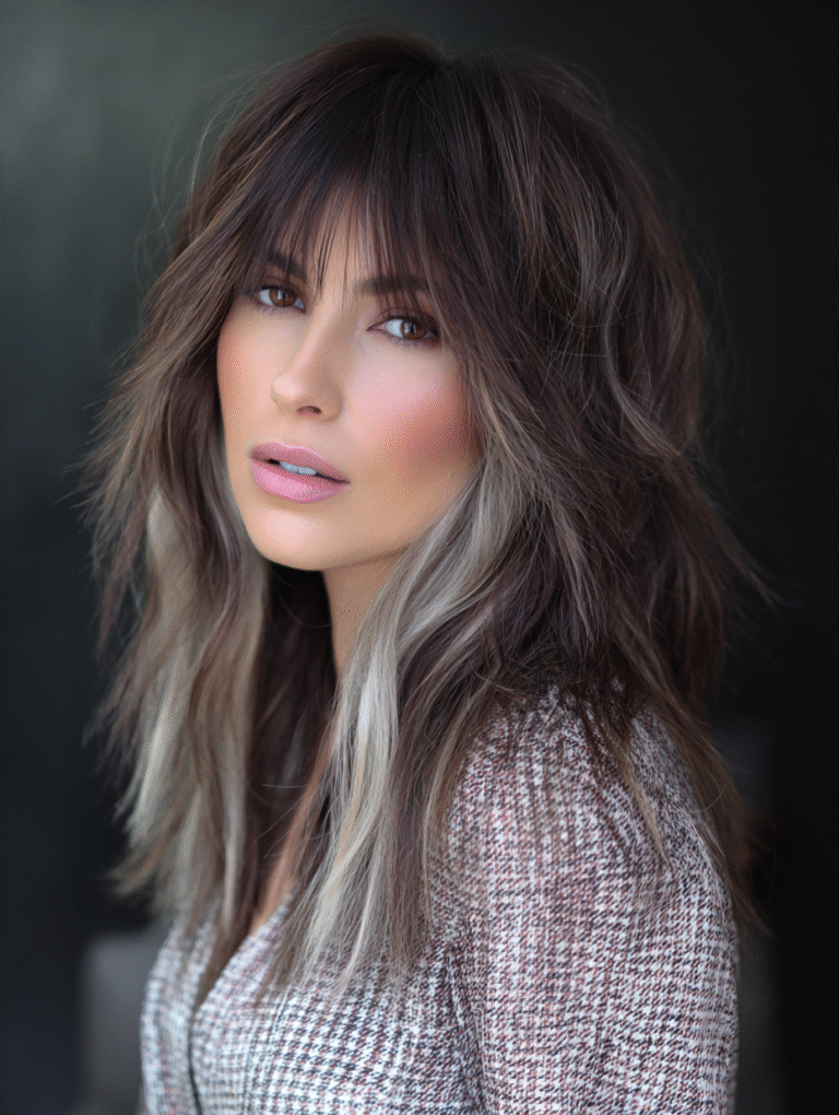 27 Beautiful Brown Hair with Silver Highlights for a Soft Dimensional Glow