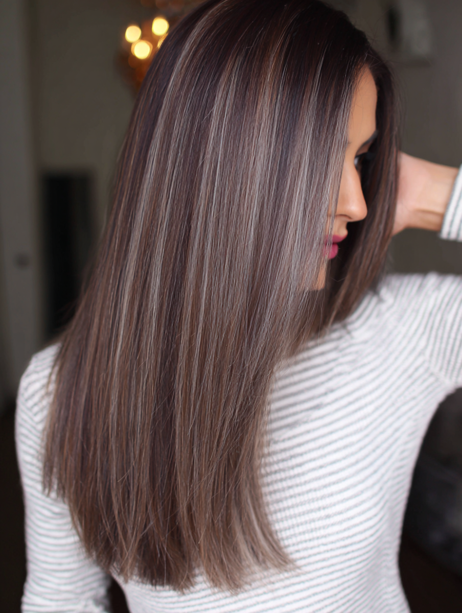 27 Beautiful Brown Hair with Silver Highlights for a Soft Dimensional Glow